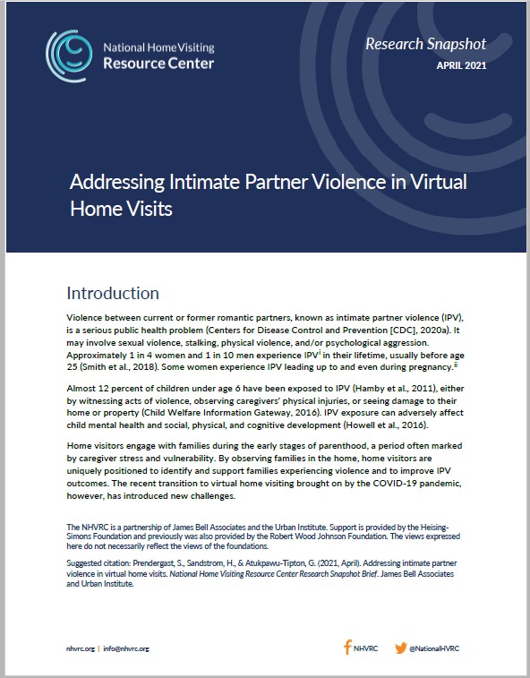 Addressing Intimate Partner Violence in Virtual Home Visits - James ...
