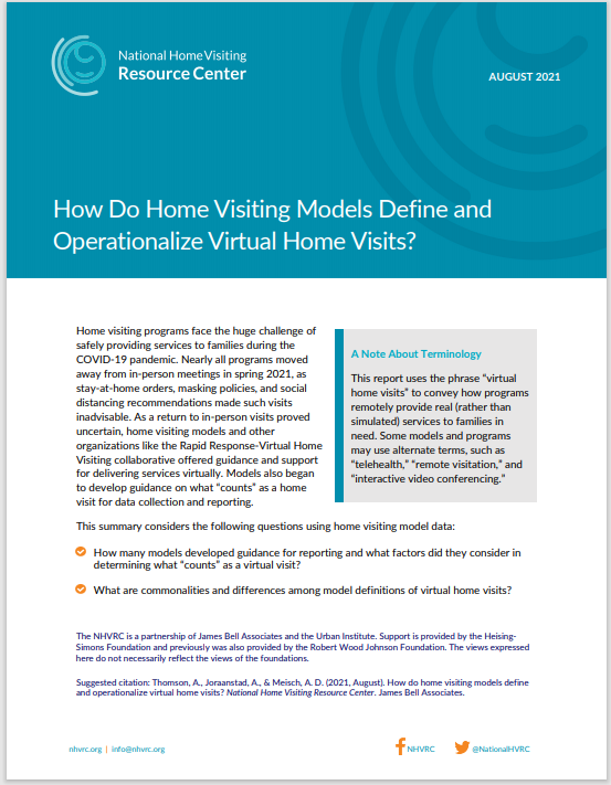 How Do Home Visiting Models Define and Operationalize Virtual Home Visits? - James Bell ...
